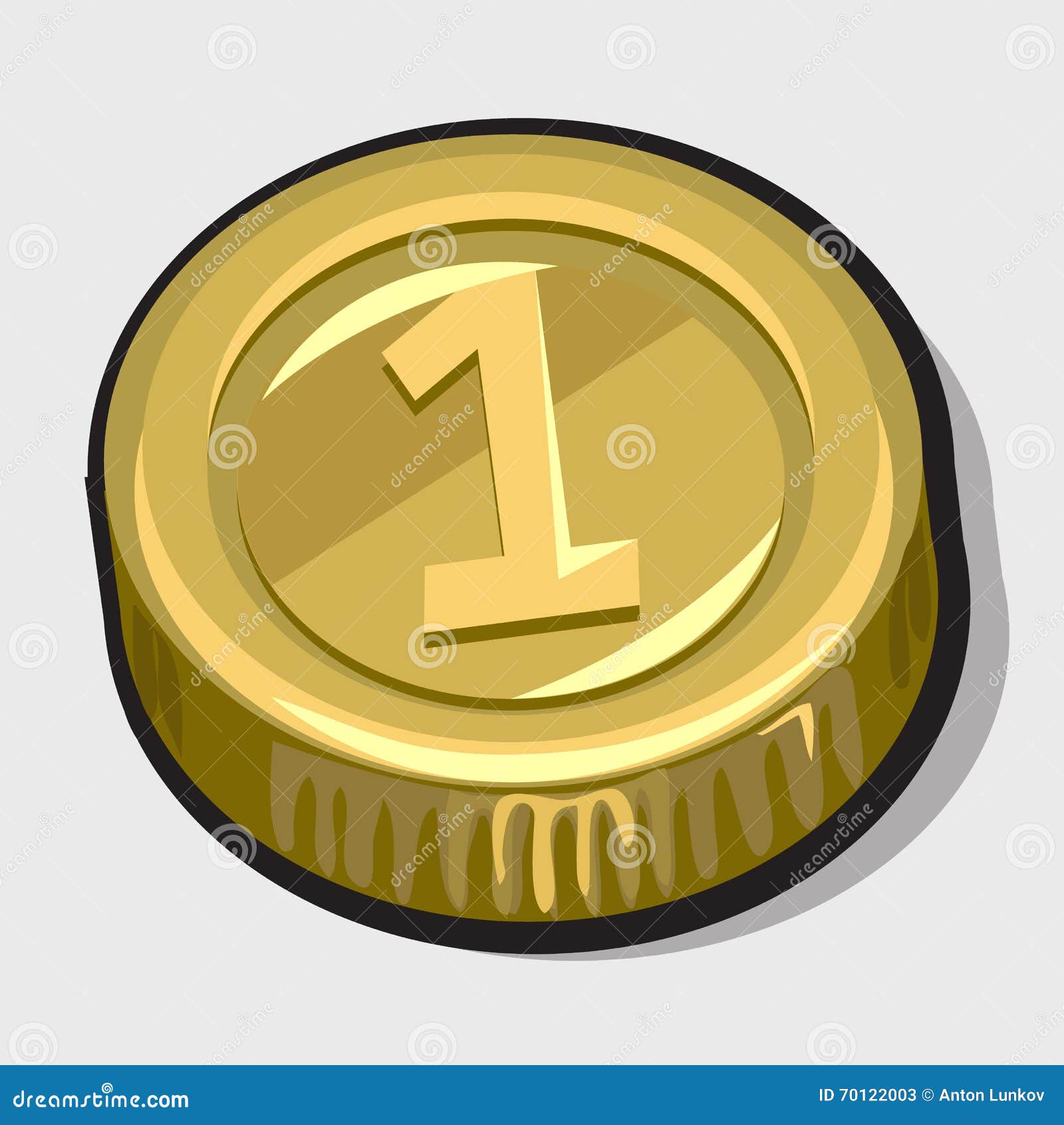 Gold Coin with the Number One Stock Vector - Illustration of award ...