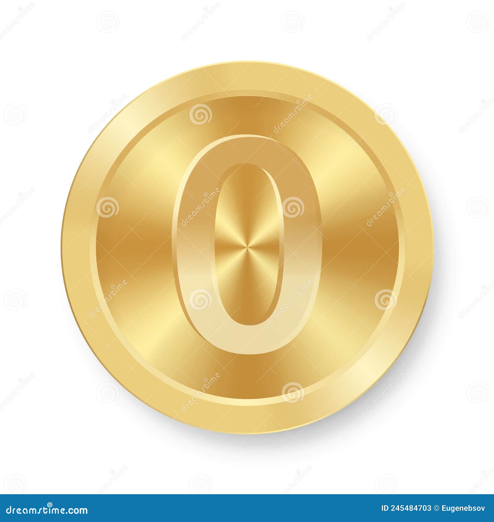 Gold Coin with Number Zero Concept of Internet Icon Stock Vector ...
