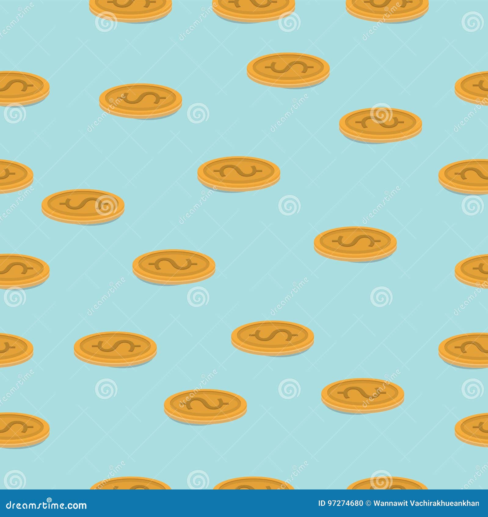 Gold coin pattern stock vector. Illustration of cash - 97274680