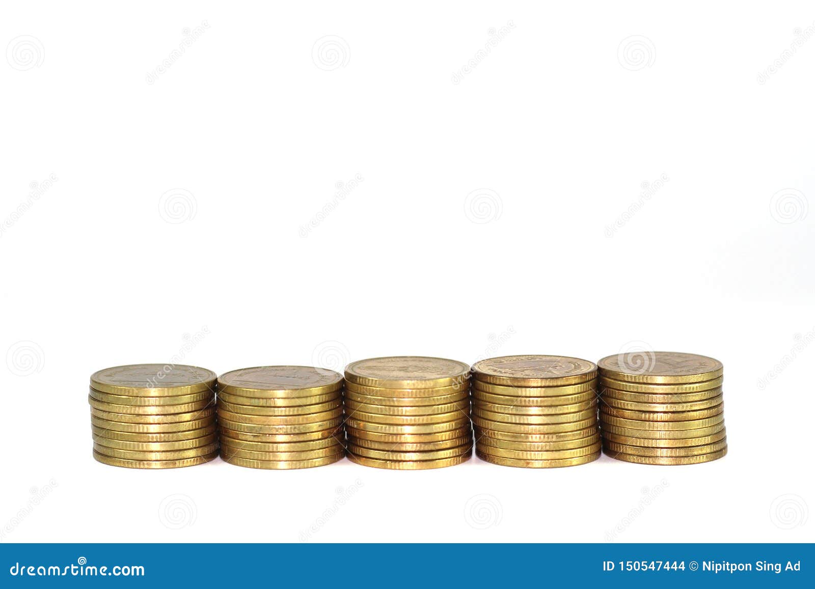 Gold Coin Pile Isolated on White Background Stock Photo - Image of ...