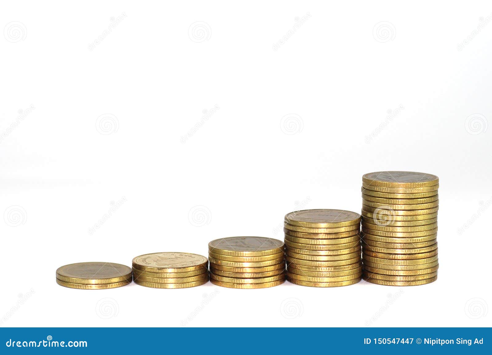 Gold Coin Pile Isolated on White Background Stock Image - Image of ...