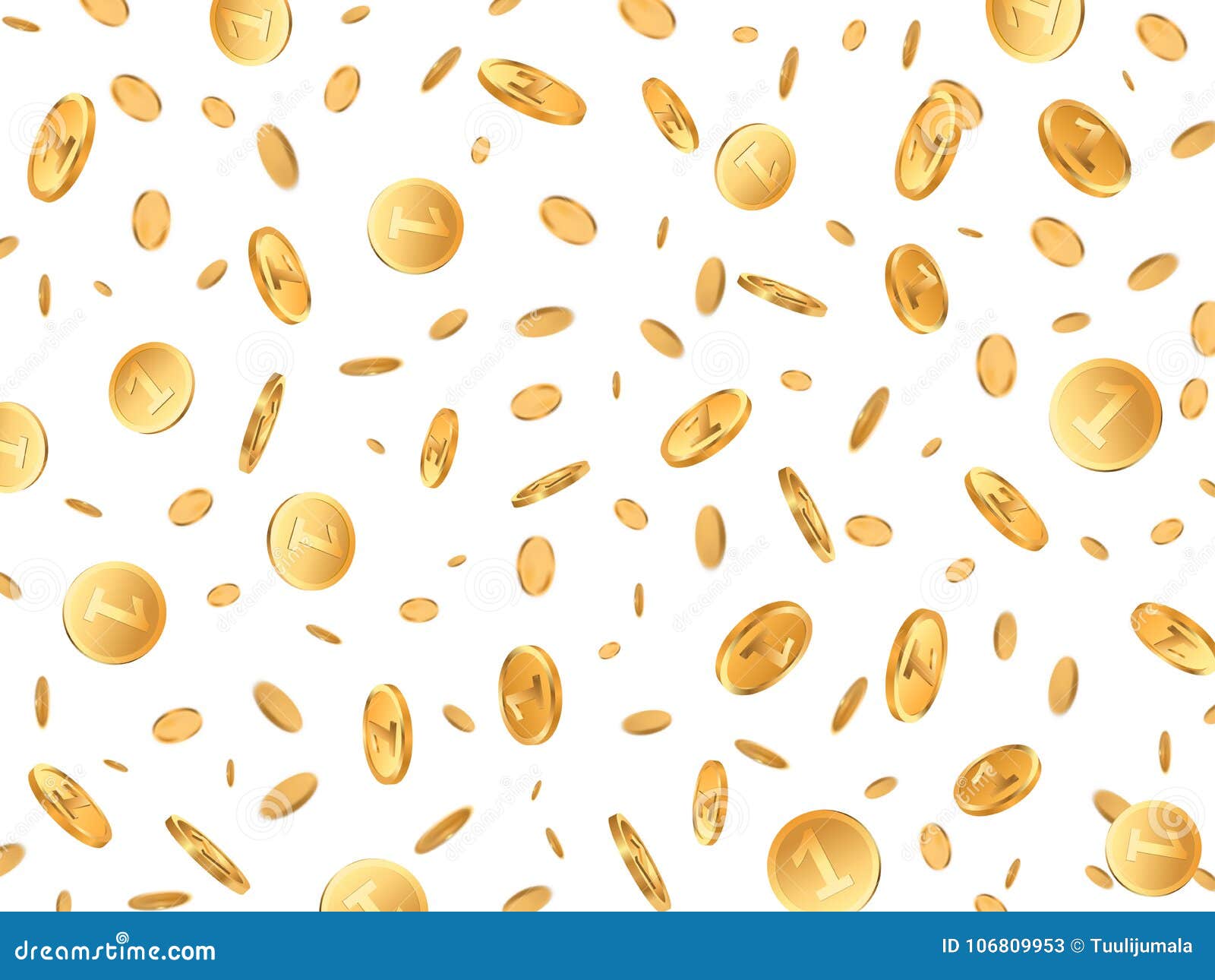 Gold Coin Rain with White Background Stock Vector - Illustration of ...