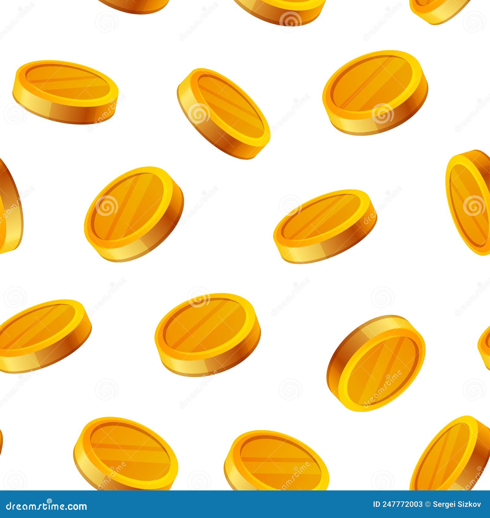 Gold Coin Seamless Pattern on White Background. Vector Stock ...