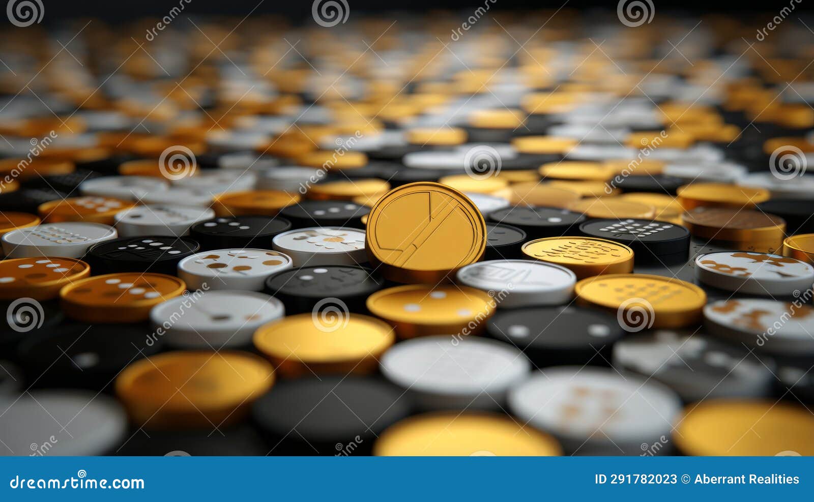 A Gold Coin Sitting on Top of a Pile of Dice Stock Illustration ...