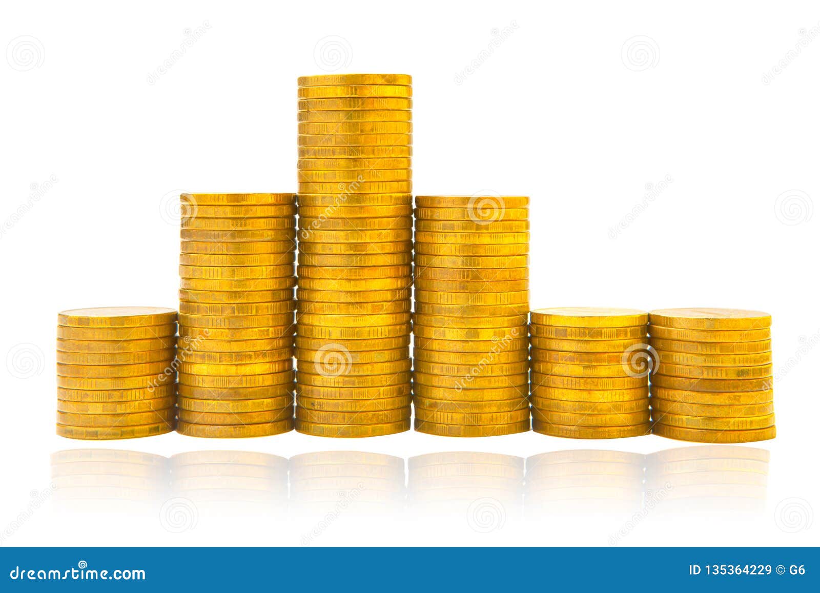 Gold Coin Stack Isolated on White Stock Image - Image of background ...