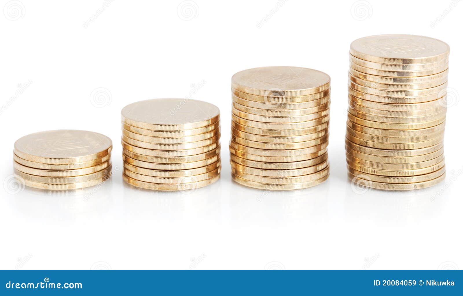 Gold Coin Stack Isolated on White Stock Image - Image of data, euro ...