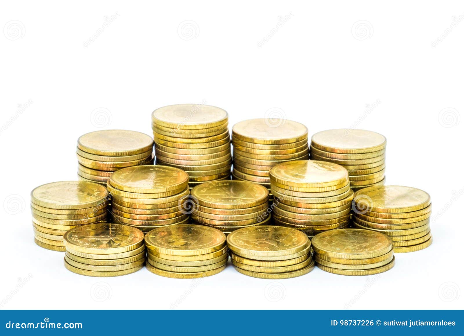 Gold Coin Stack Isolated on White Background Stock Photo - Image of ...