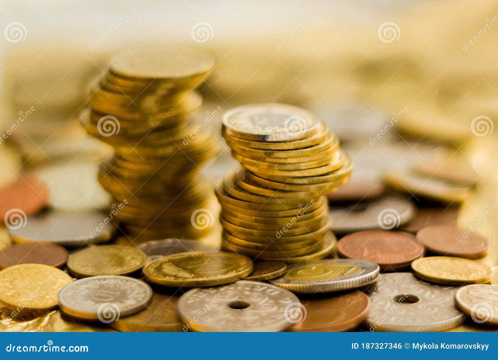 Gold coin stack stock photo. Image of interest, coin - 187327346