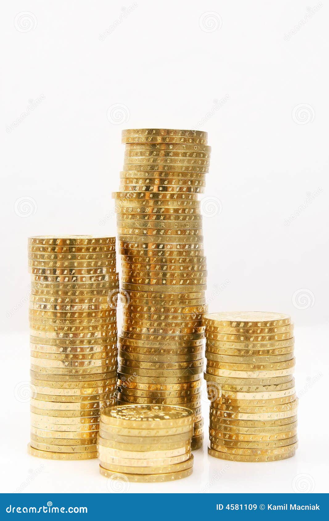 Gold coin tower stock image. Image of investment, cent - 4581109