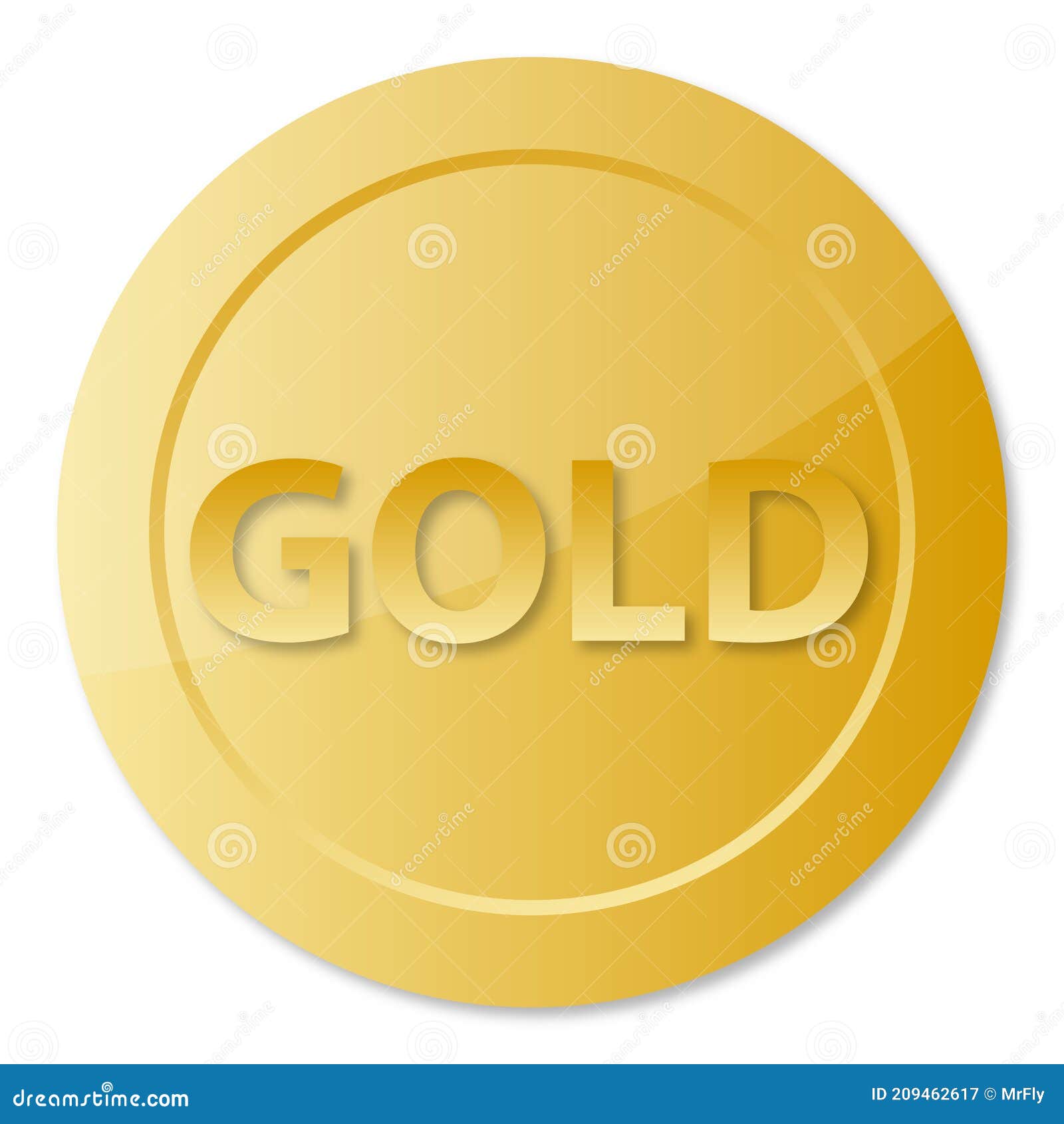Gold Coin Isolated on White, Vector Illustration Stock Vector ...