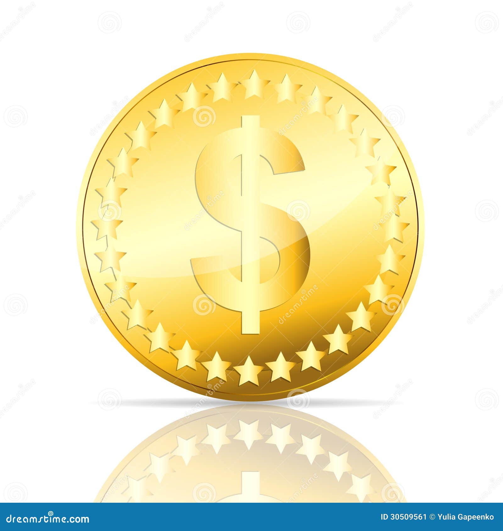 Gold Coin Vector Illustration on White Stock Vector - Illustration of ...