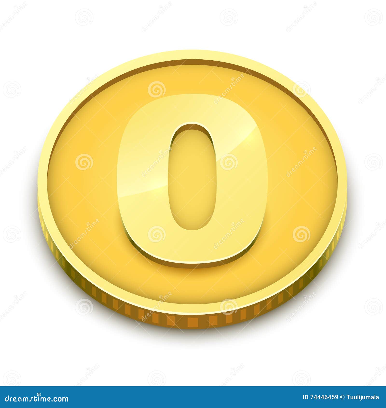 Gold Coin With Zero Nominal Cartoon Vector | CartoonDealer.com #74446459