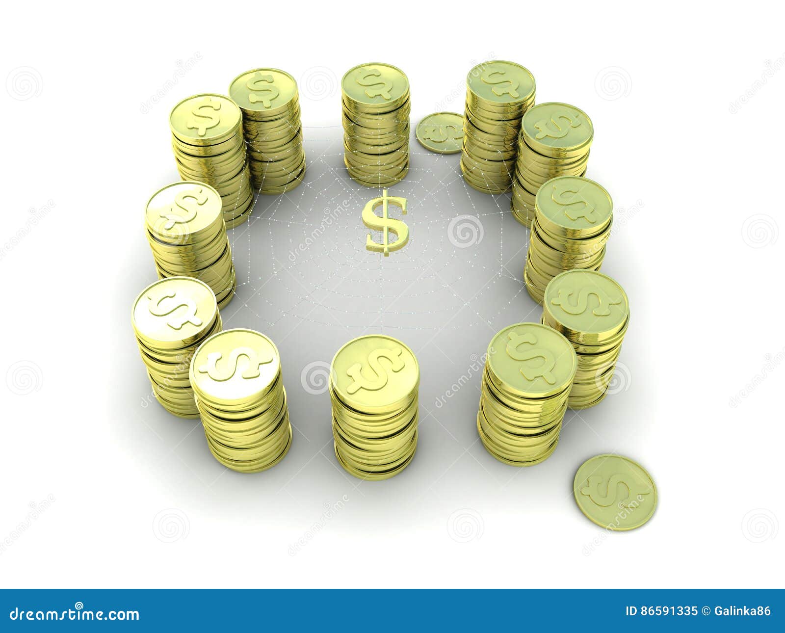 Gold Coins Arranged in a Circle. 3D Stock Illustration - Illustration ...