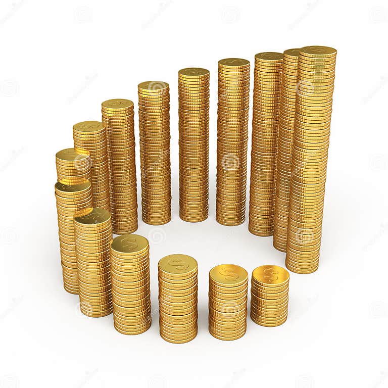 Gold coins circle stacking stock illustration. Illustration of market ...
