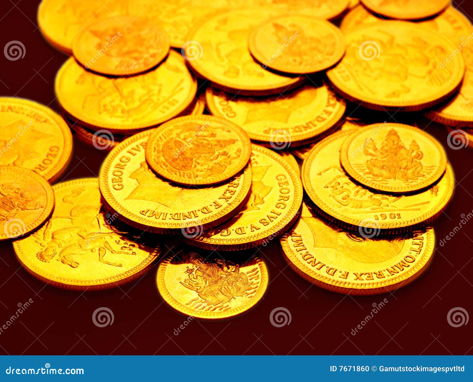 Gold Coins Embossed with Images Stock Photo - Image of concept, georg ...