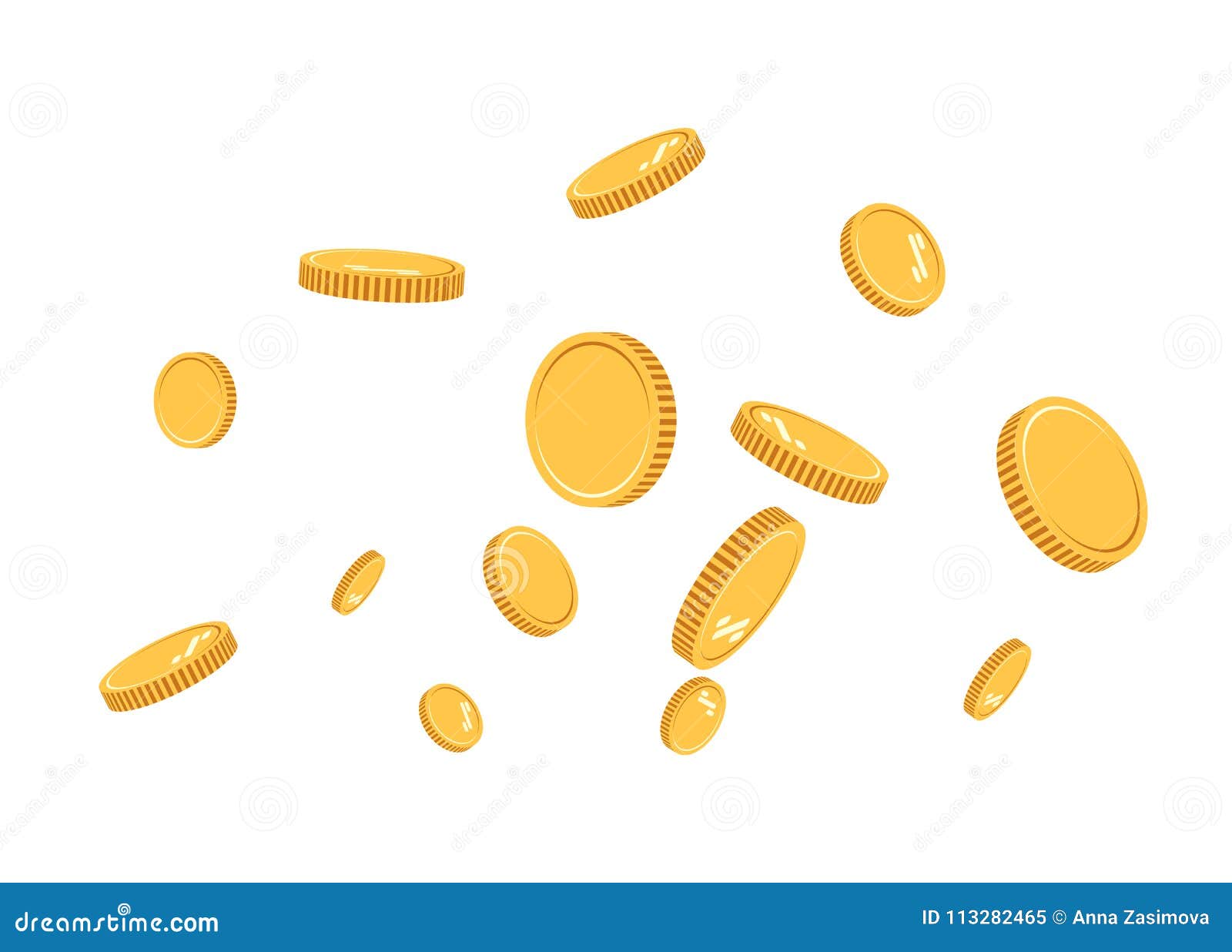 Gold Coins Explosion Flat Vector. Gold Coins Pattern with the Effect ...