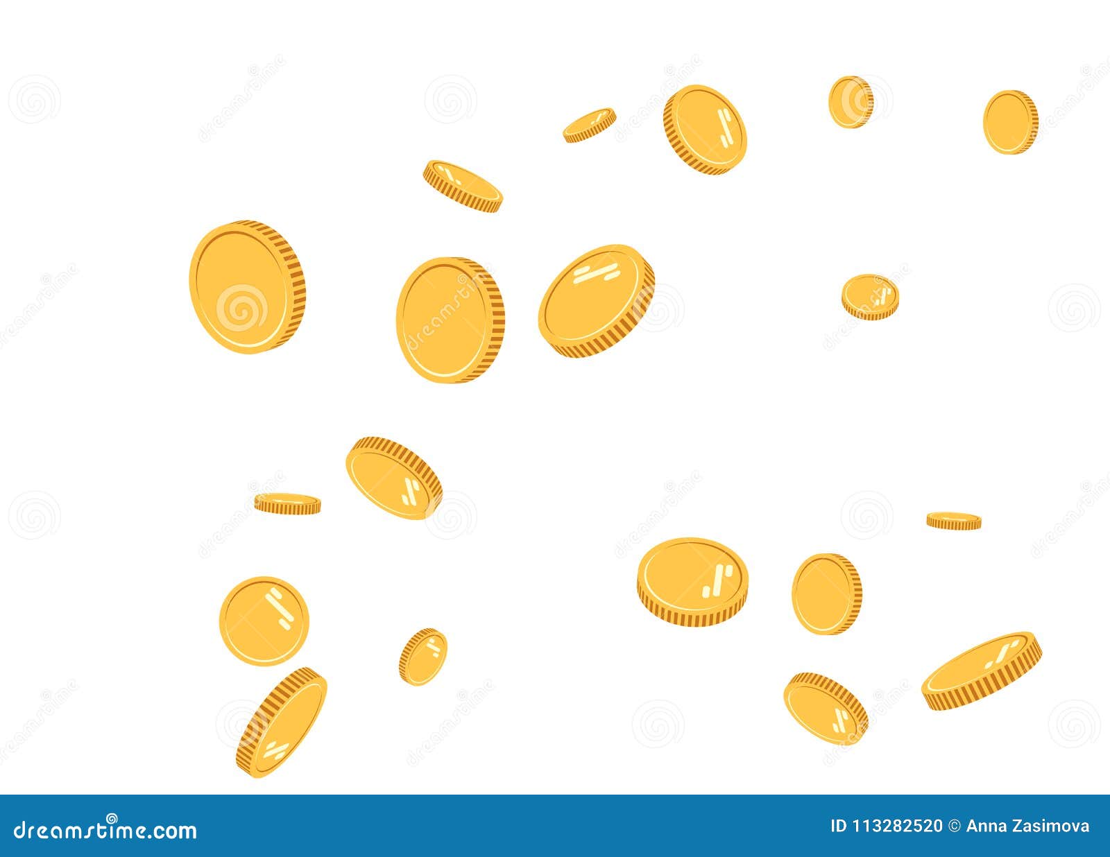 Gold Coins Explosion Flat Vector. Gold Coins Pattern with the Effect ...