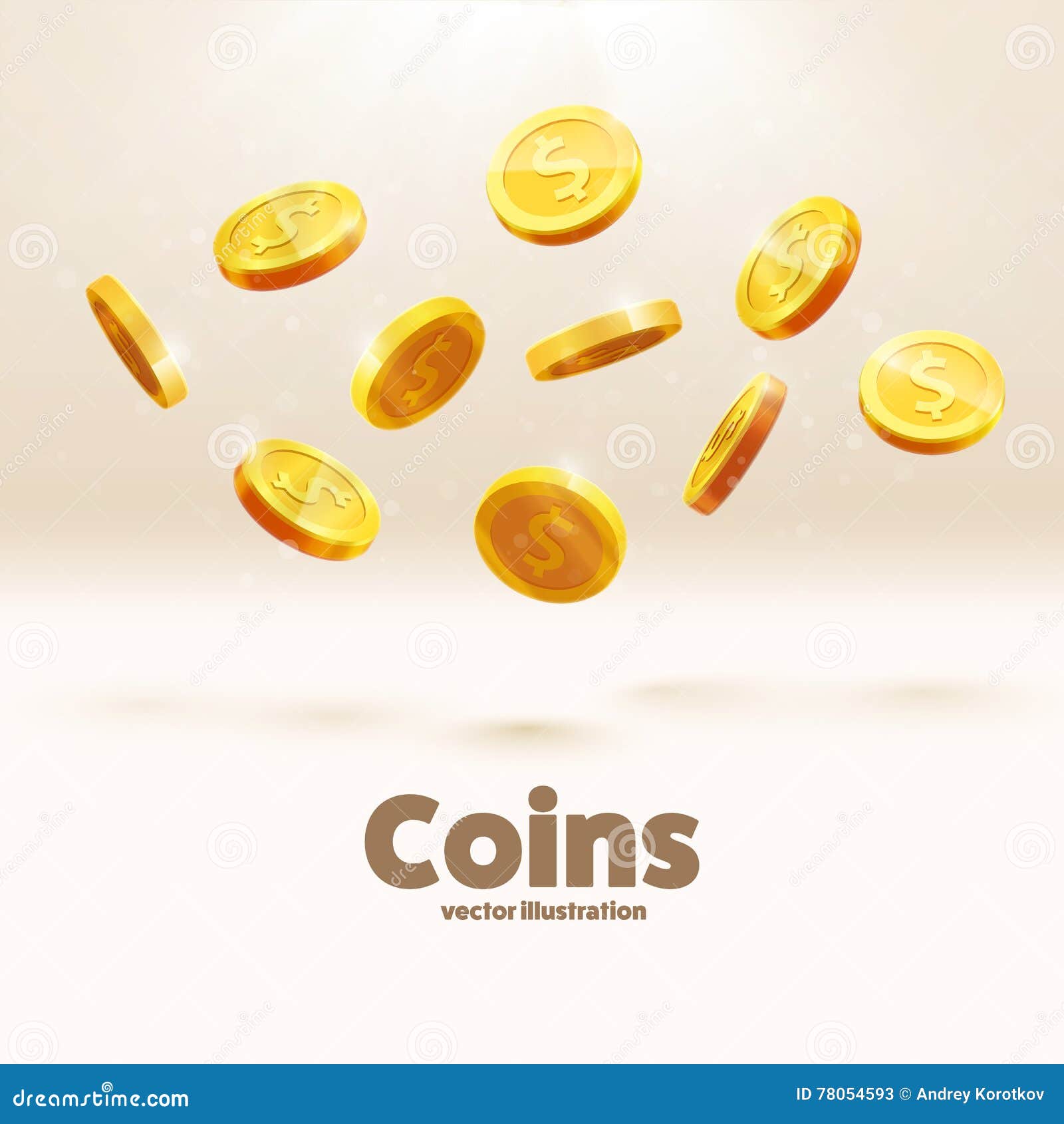 Gold Coins Falling 3d Realistic Vector Coin Icon with Shadows is Stock ...