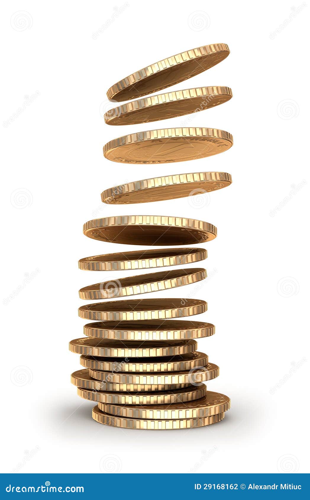 Gold coins falling in pile stock illustration. Illustration of coins ...