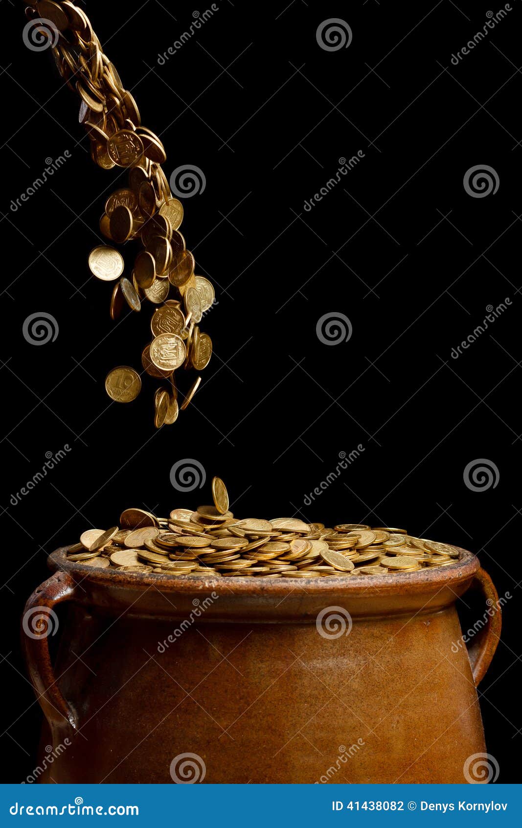 Gold Coins Falling From Pot