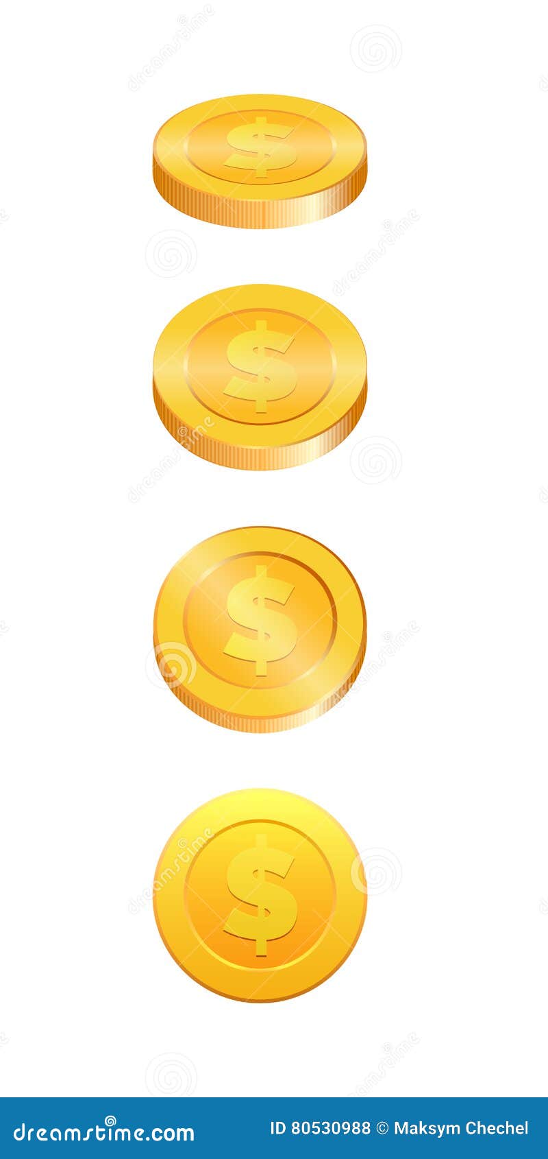 Gold coins illustration stock vector. Illustration of element - 80530988