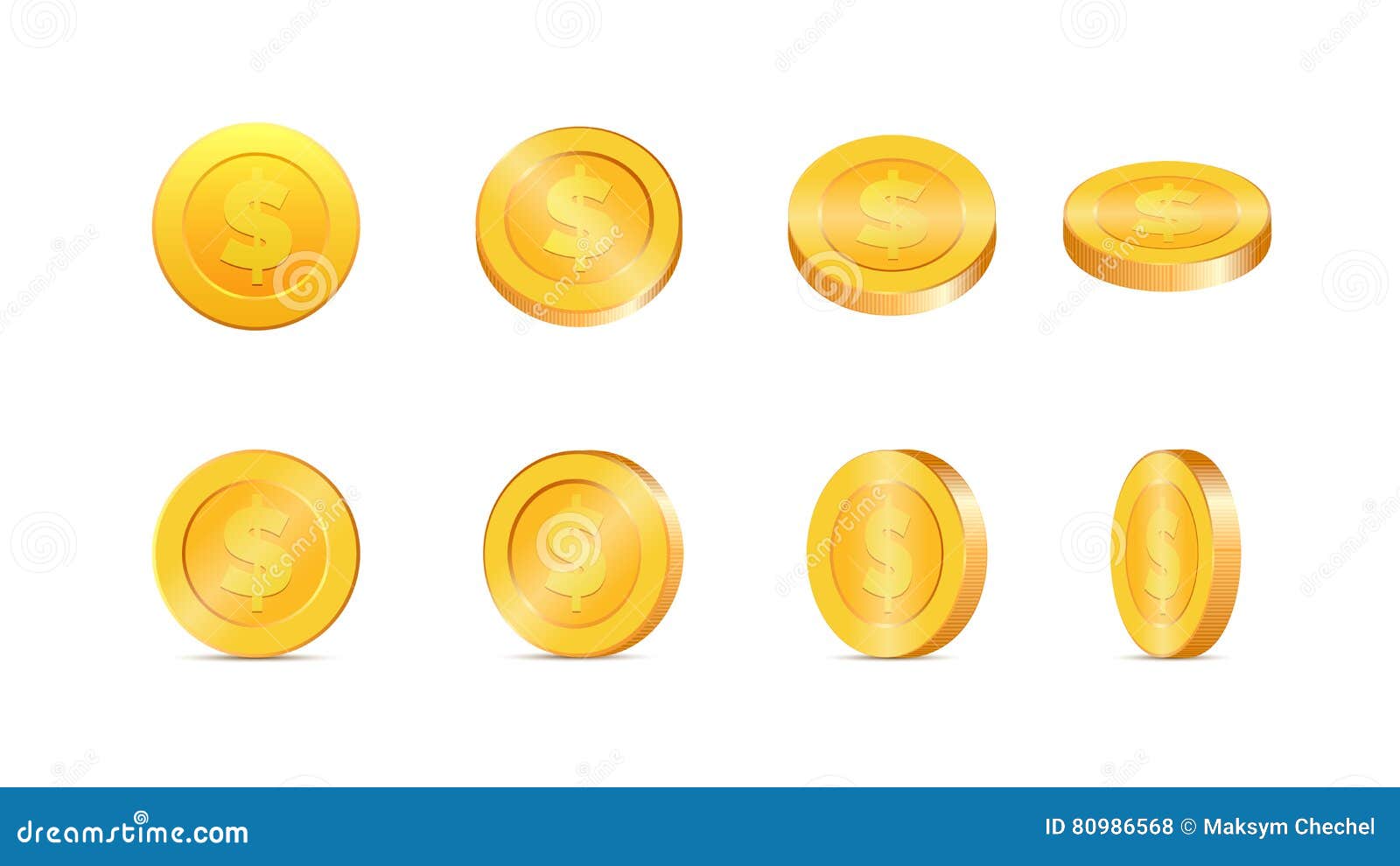 Gold coins illustration stock vector. Illustration of dollar - 80986568