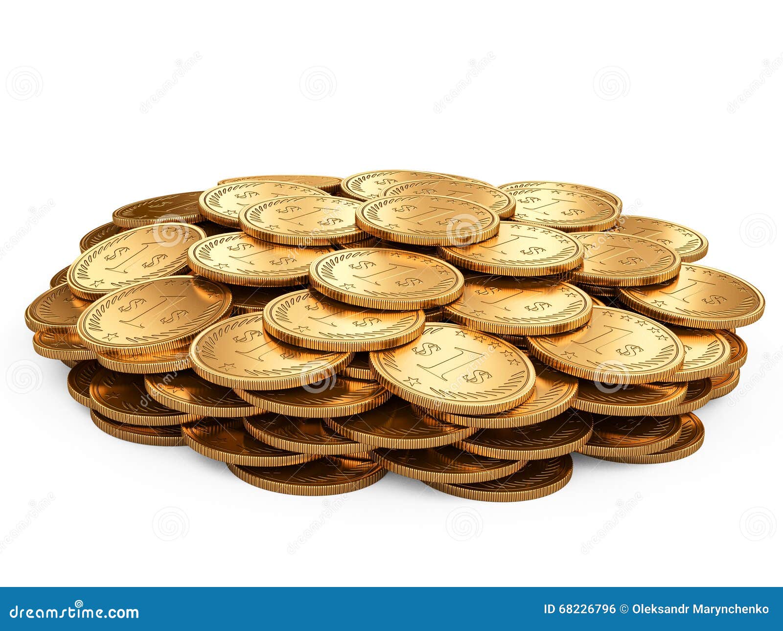 Gold Coins Isolated on White Stock Illustration - Illustration of pile ...