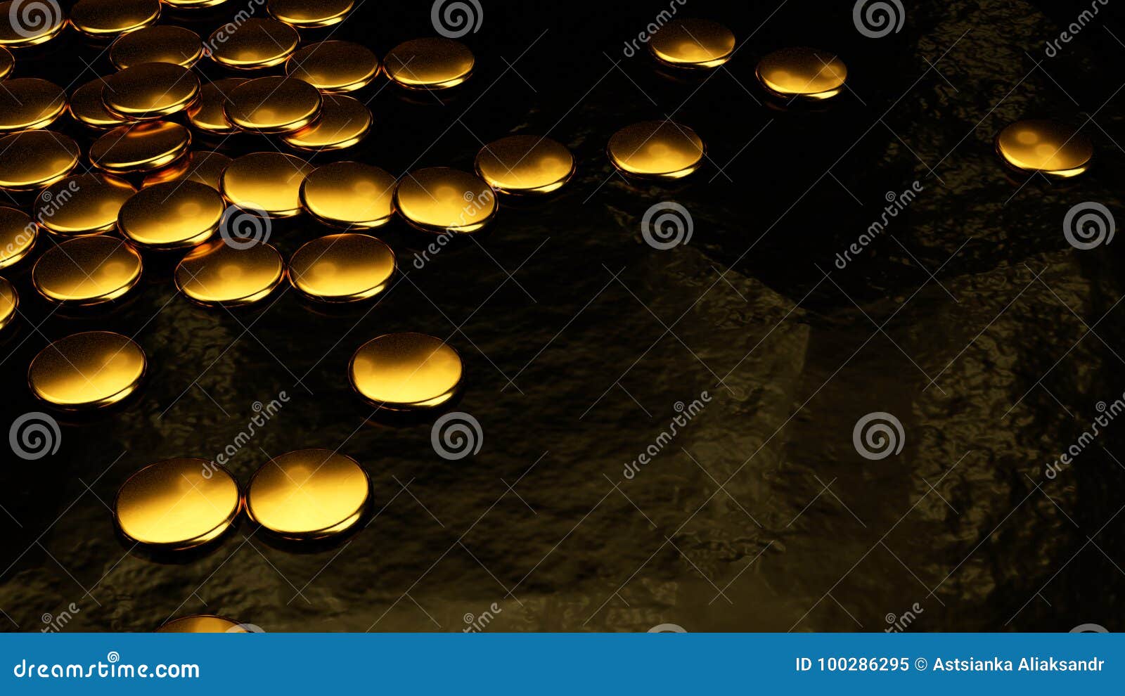 Gold Coins, Metal Discs, 3D Rendering Stock Illustration - Illustration ...
