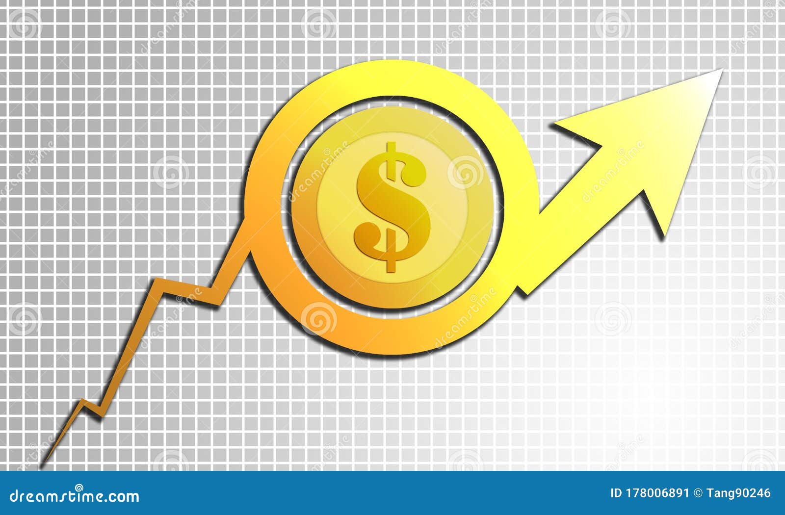 Gold Coins Money with Arrow Which Goes Up Stock Illustration ...
