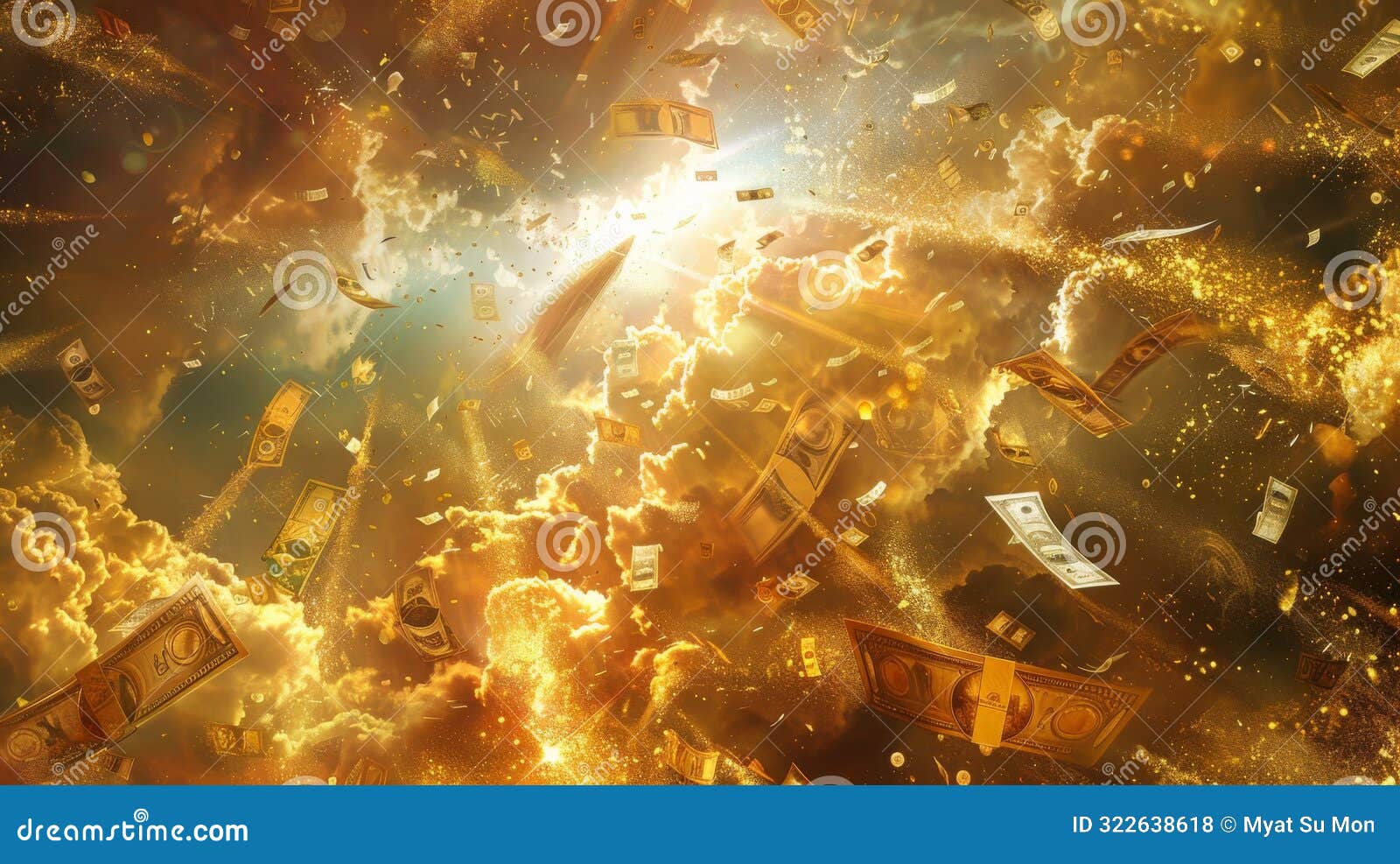 Gold Coins and Money Dropping from the Sky Stock Illustration ...