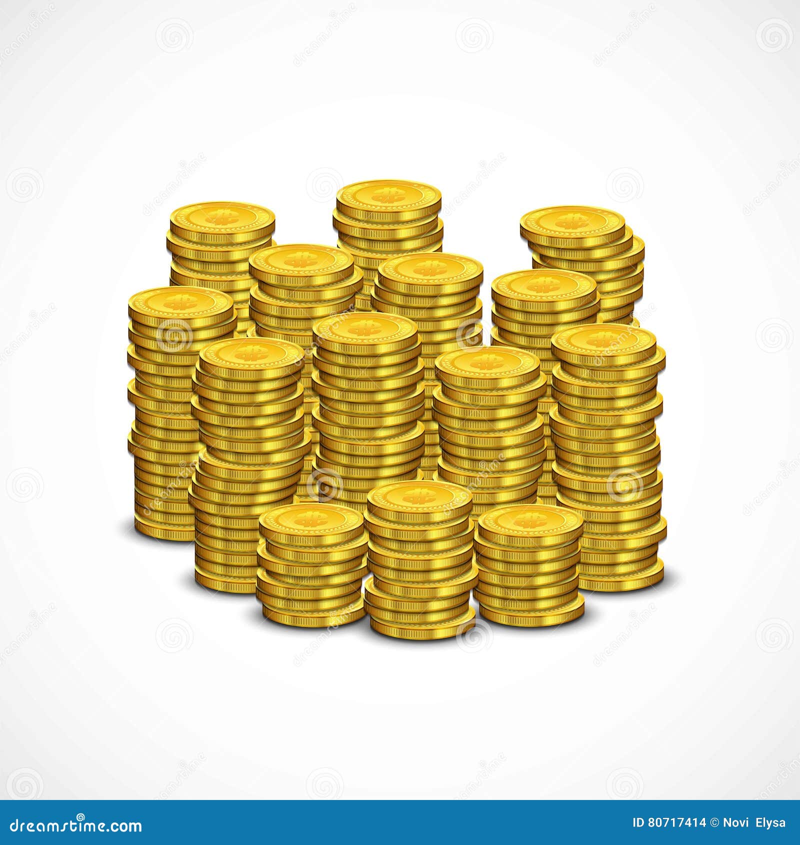 Gold coins pile stock vector. Illustration of metal, golden - 80717414