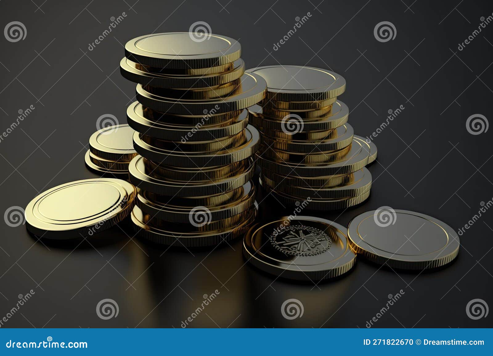 Gold Coins Piled Up. in a Sterile White Setting Stock Illustration ...