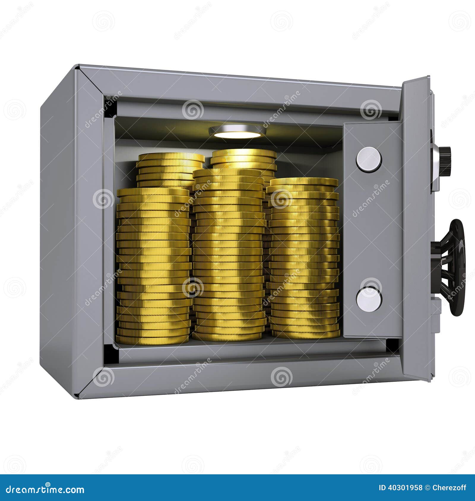 Gold coins in a safe stock illustration. Illustration of reserve - 40301958