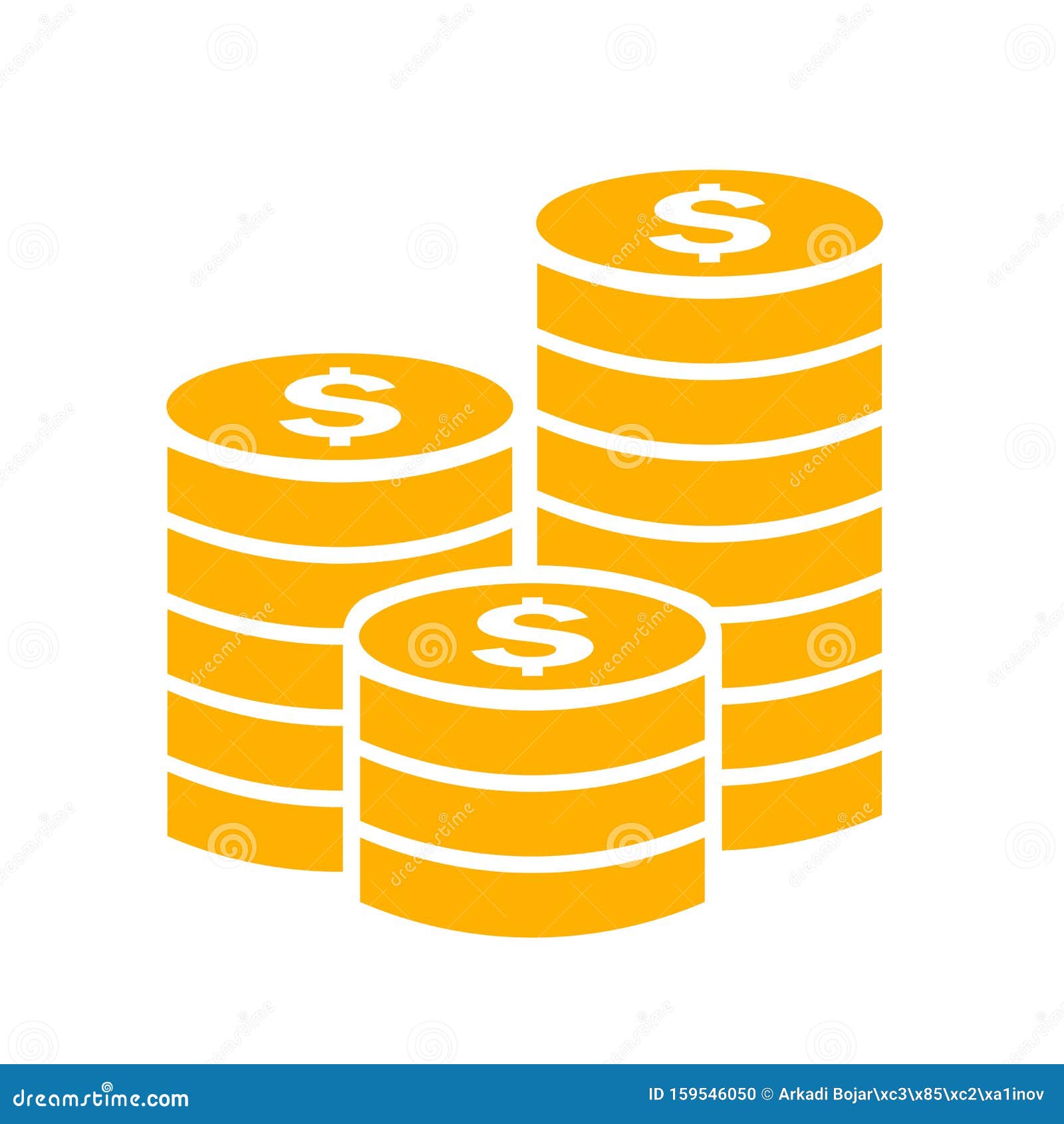 Gold Coins Stack Vector Icon Stock Vector - Illustration of coins, grow ...
