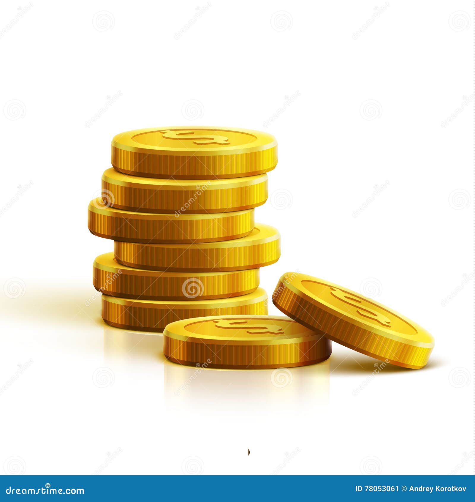 Gold Coins on White Realistic Theme Stock Vector - Illustration of ...