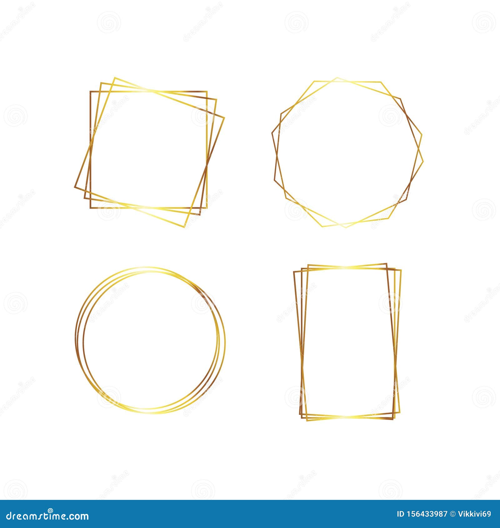 Gold Collection of Geometrical Frame. Modern Abstract Elements, Vector ...