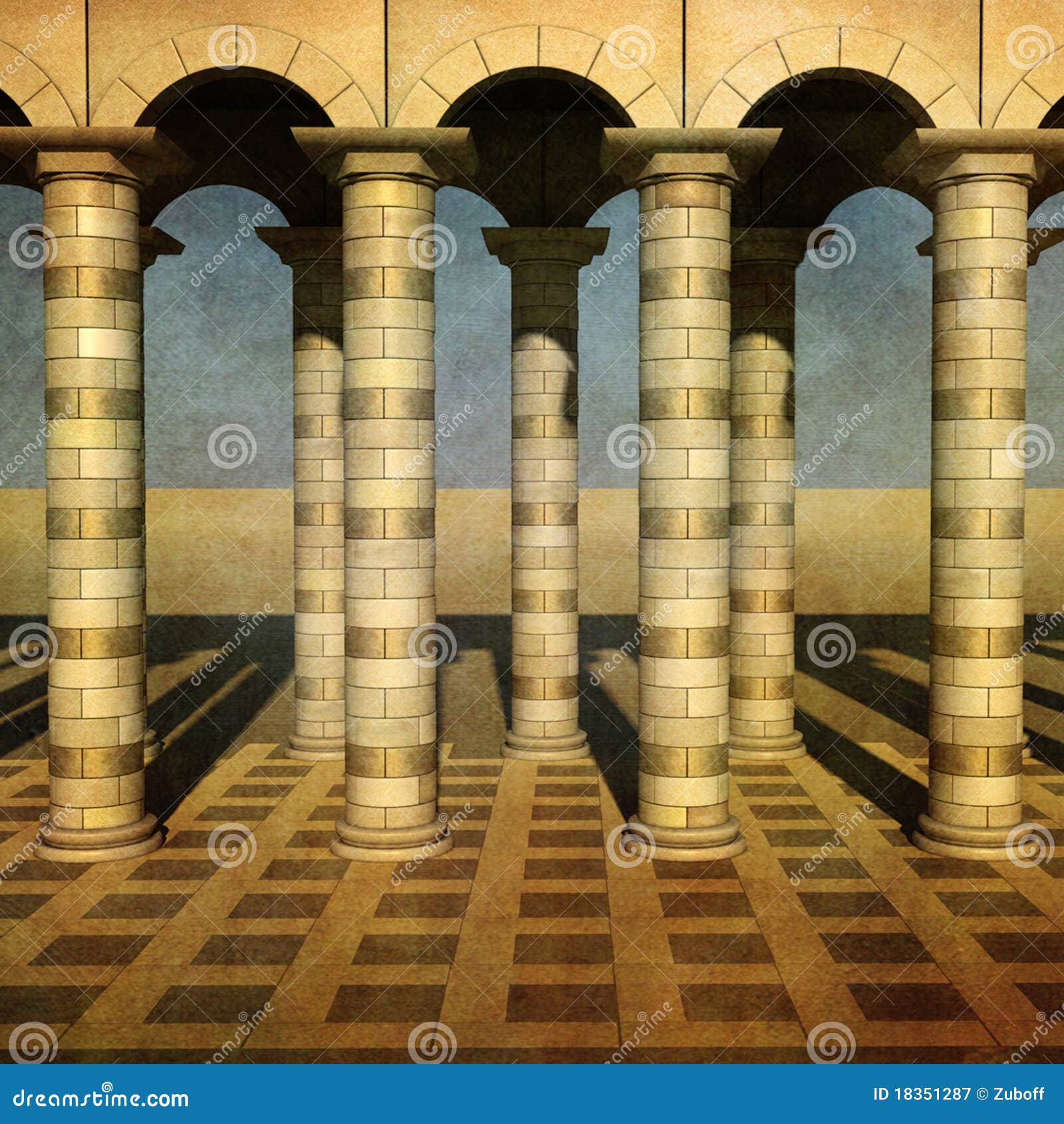 Gold Collonade stock illustration. Illustration of orient - 18351287