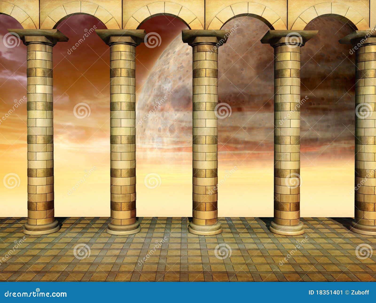 Gold Collonade stock illustration. Illustration of colonnade - 18351401