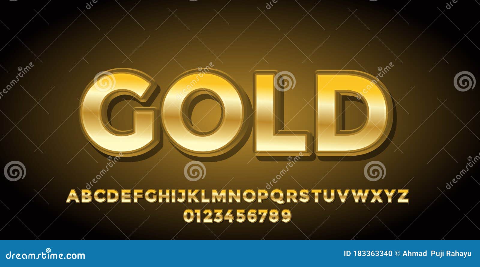 Gold Color Clean 3d Font Style Design Templates Stock Vector ...