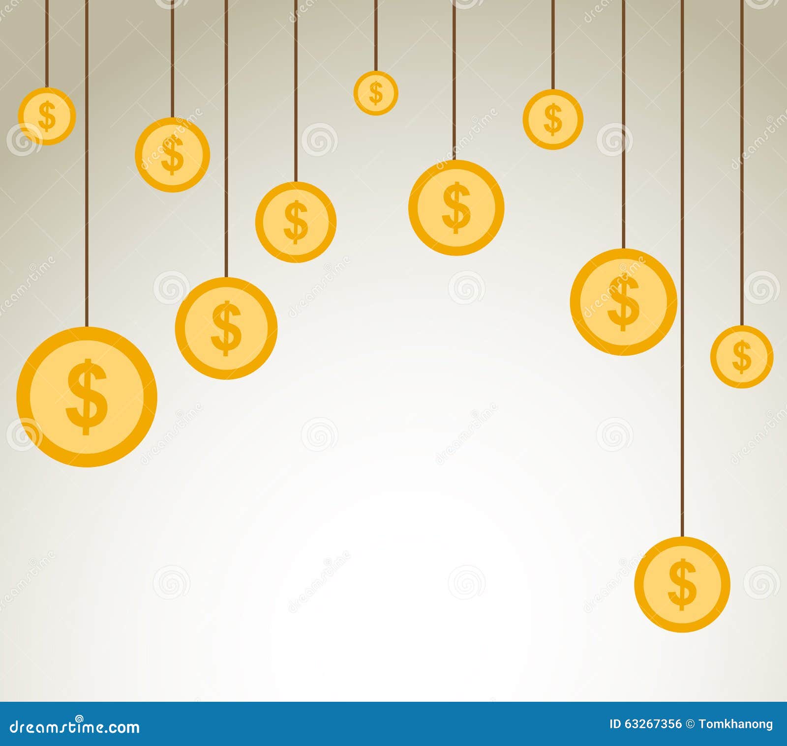 Gold Color Coin Dollars Background Vector Design. Stock Vector ...