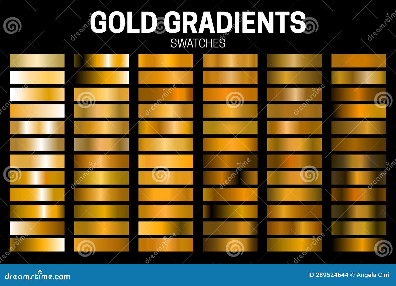 Gold Color Gradient Collection of Swatches Stock Illustration ...