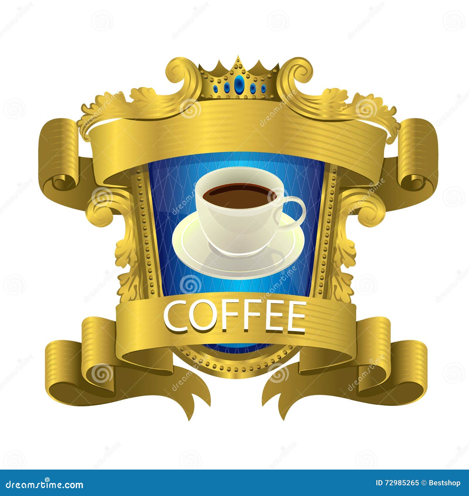 Gold Color Label Coffee with Isolated Background Stock Vector ...