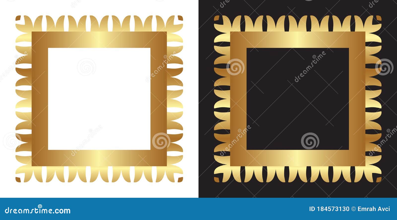 Gold Color Photo Frame, Blank Background Vector Design with White ...