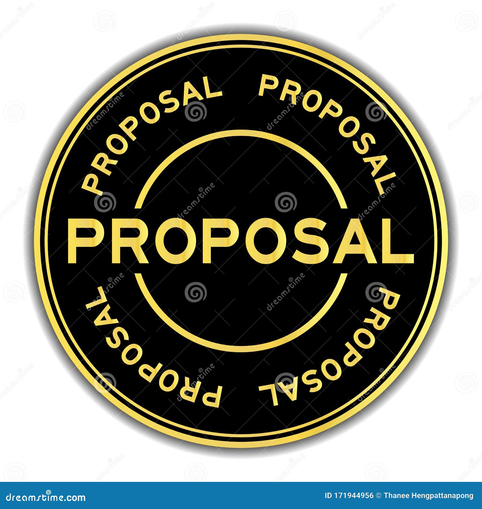 Gold Color Proposal Round Sticker on White Background Stock Vector ...
