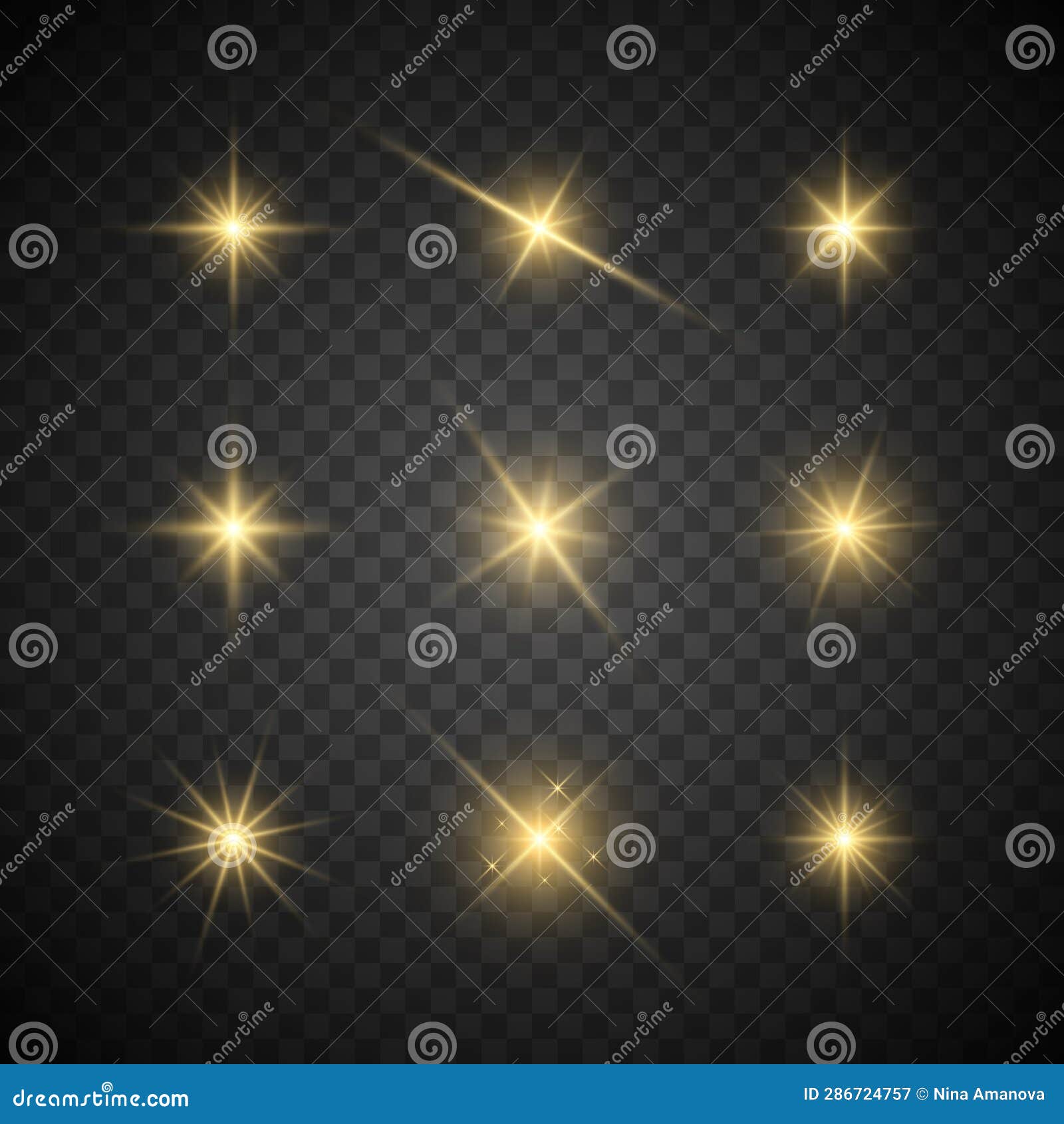 Gold Color Shining Star Collection Stock Vector - Illustration of ...