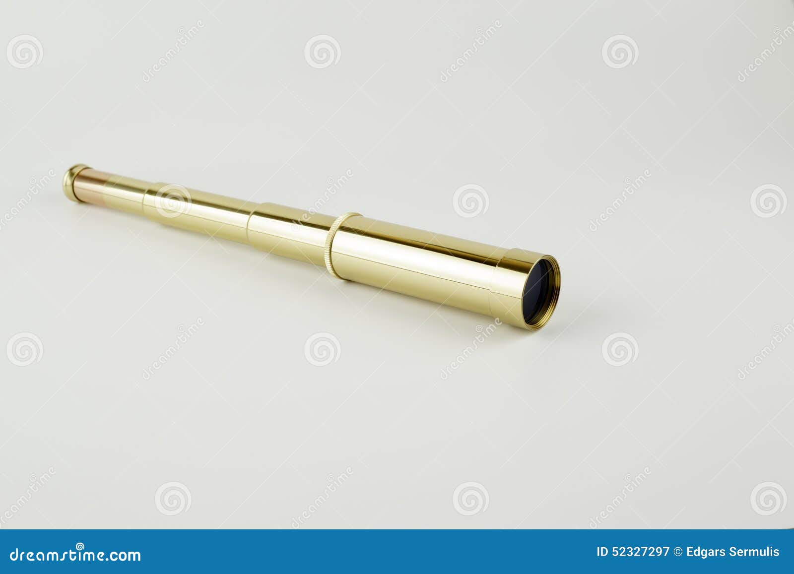 Gold Color Spyglass on White Background Stock Image - Image of history ...