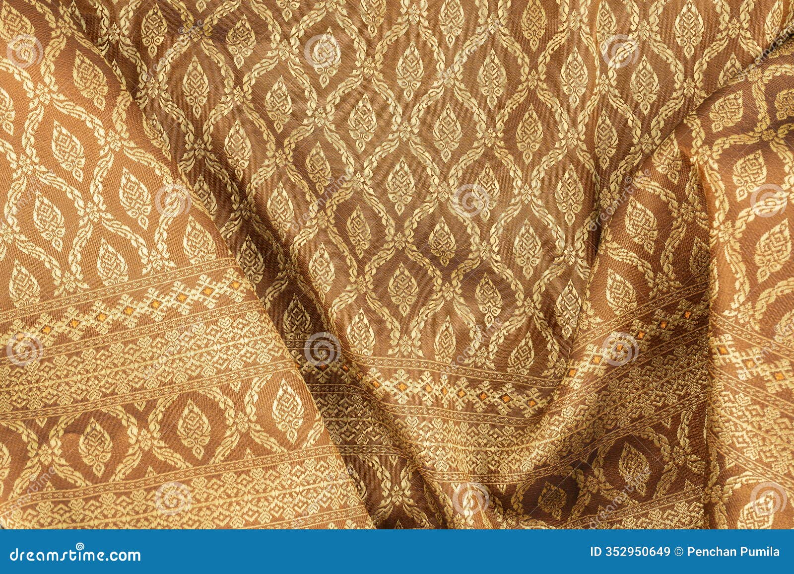 Gold Color Thai Traditional Waxy and Silky Pattern Texture Stock Image ...
