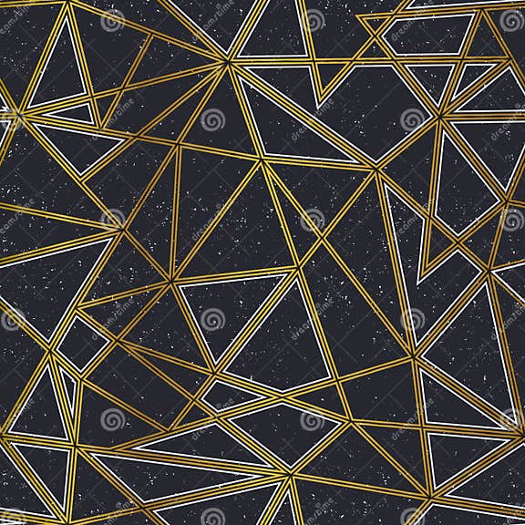 Gold Color Triangle Seamless Pattern with Grunge Effect Stock Vector ...