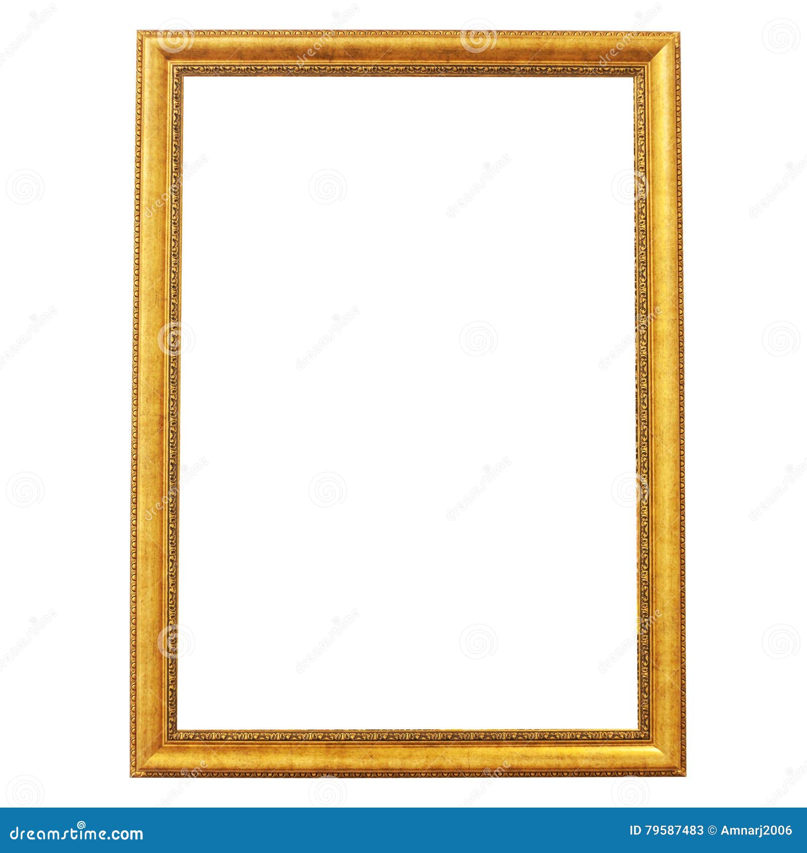 Gold Color Vintage Frame Isolated on White Stock Image - Image of ...