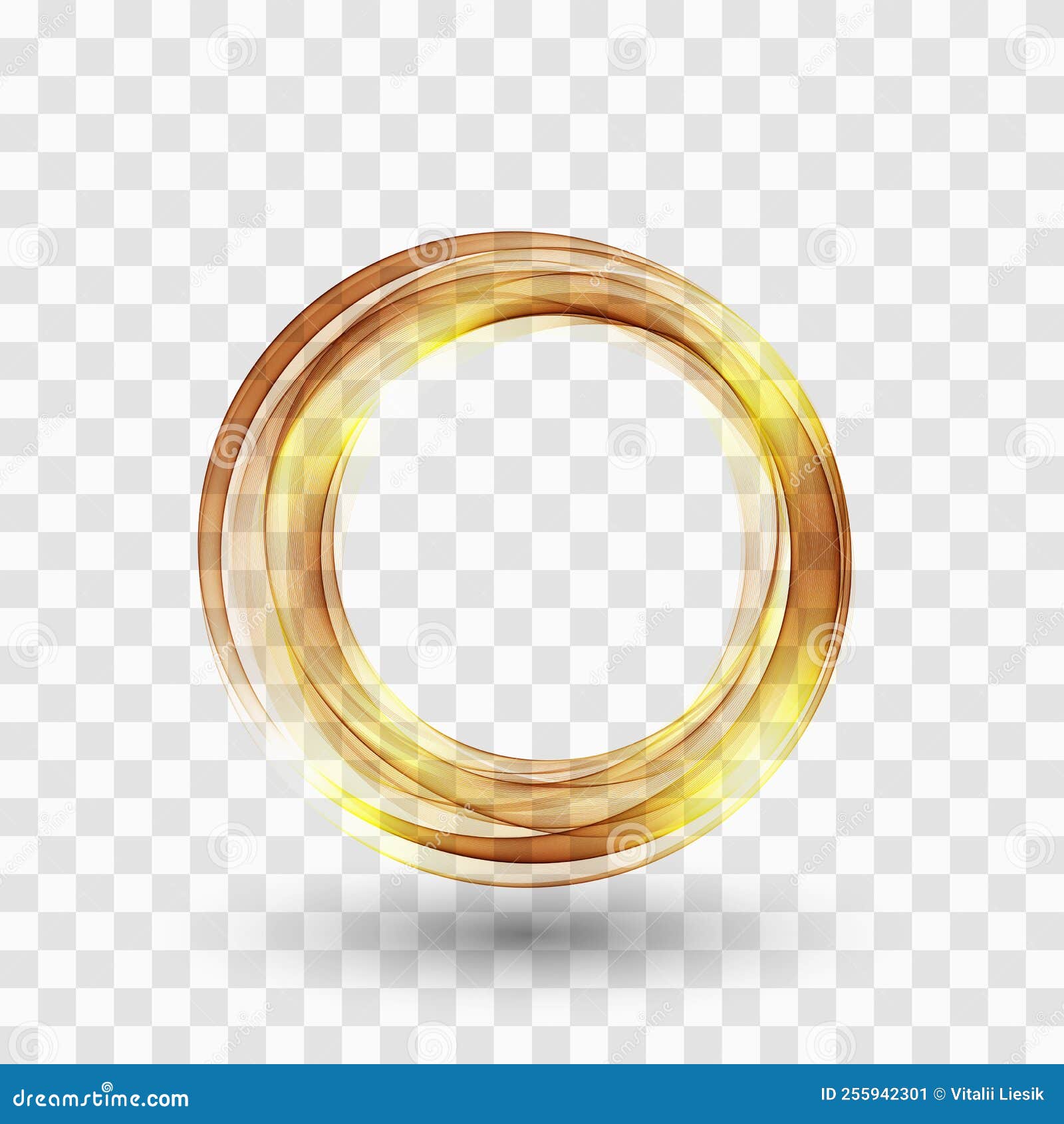 Gold Color Wavy Circle Frame. Golden Circle Design Element. Stock ...